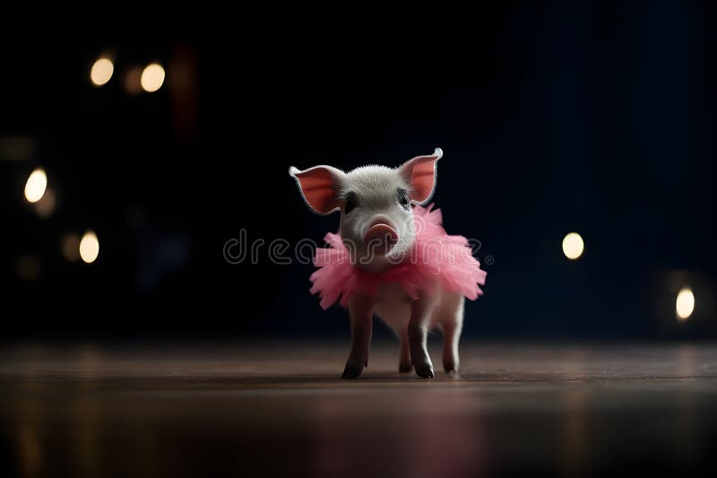 Pink Piglet Dances Gracefully on Stage in a Ballet Performance Stock ...
