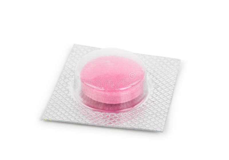 One Pink Pill on White Background. Medicinal Treatment Stock Photo ...