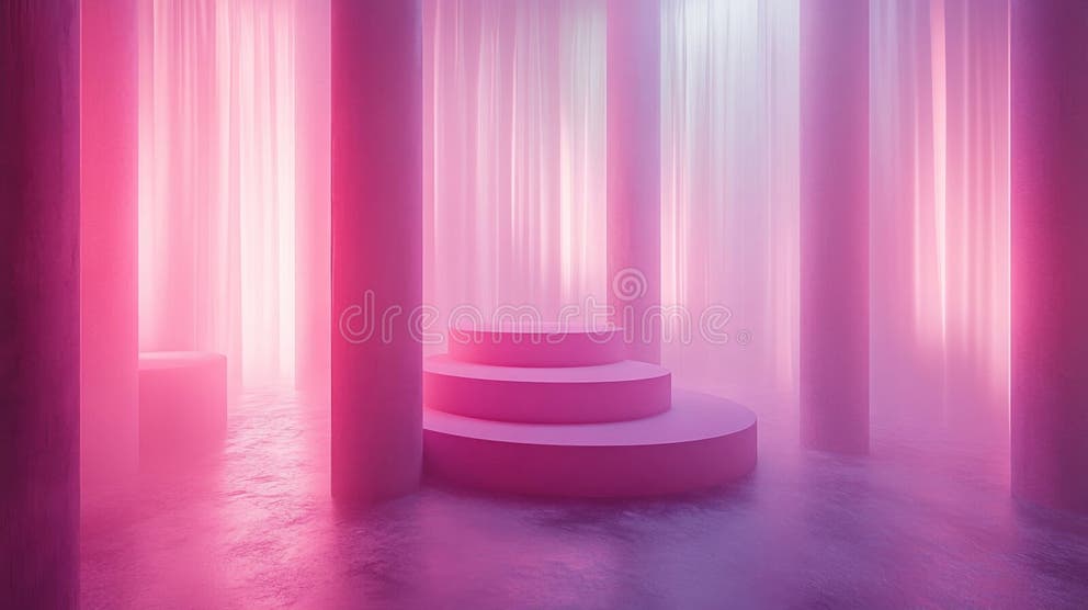 Pink Pillars Surround Three Tiered Display Platform Stock Illustration ...