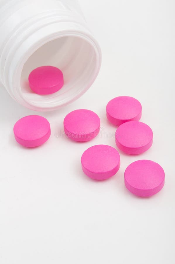 Pink Pills in Bottle stock photo. Image of drug, prescription - 23593170
