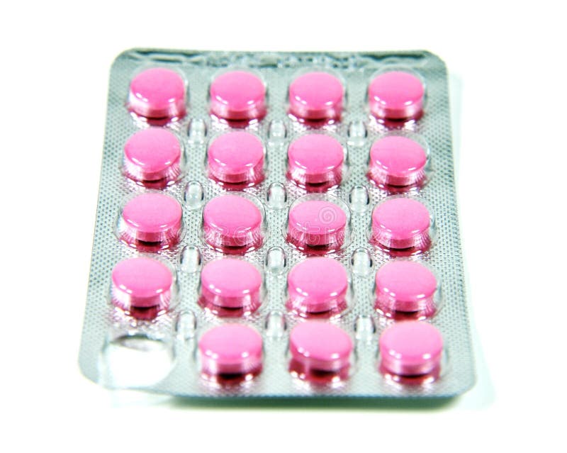 Pink pills in a blister. stock image. Image of pink, tablets - 17825209