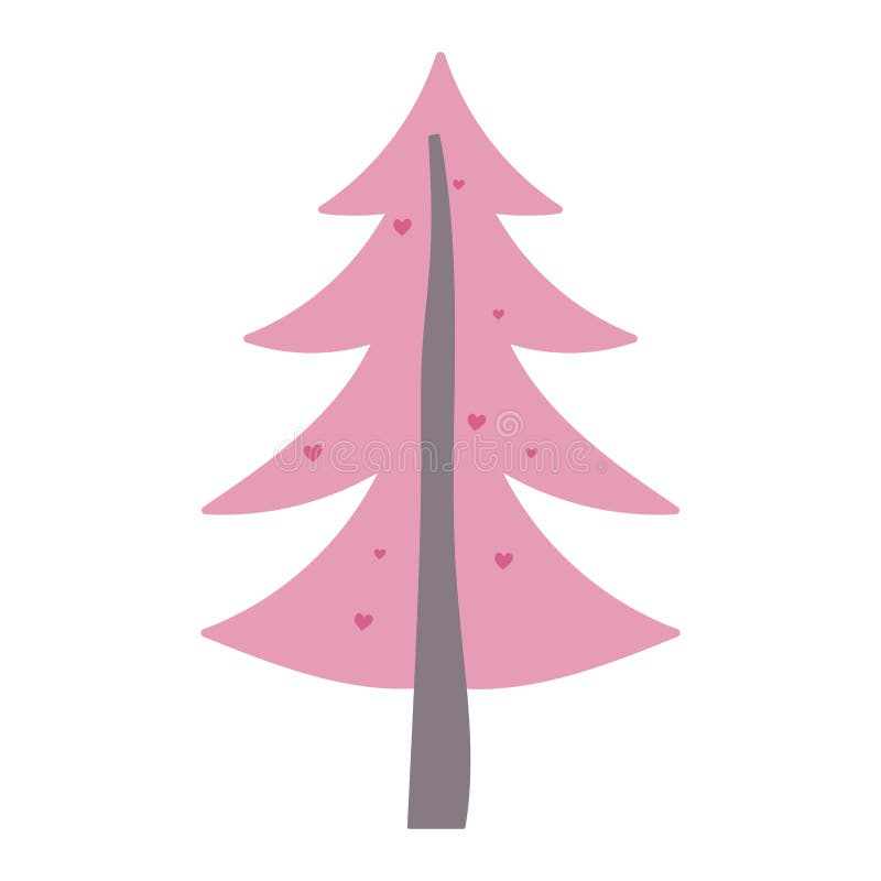 Pink Pine Tree Forest Logo Icon Template in Doodle Style Stock Vector ...