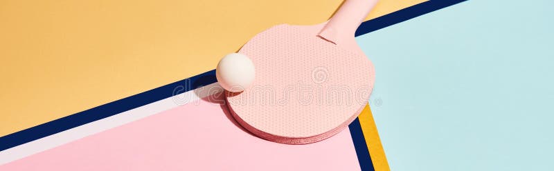 Pink Ping Pong Racket and Ball on Abstract Background Stock Image ...
