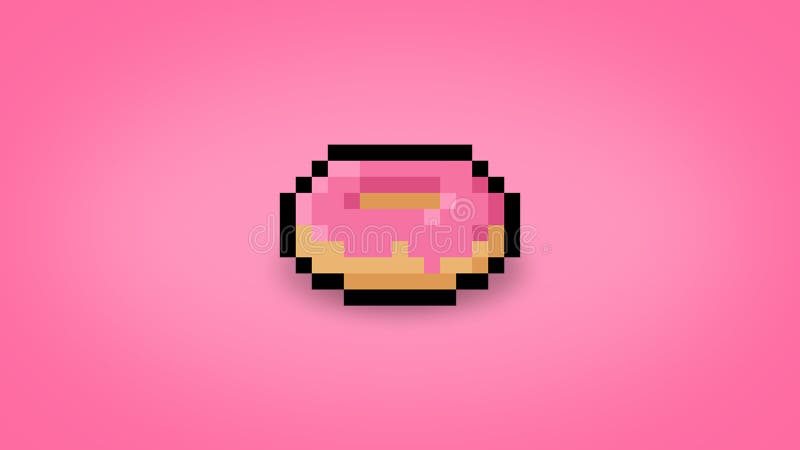 Pink Pixel 8 Bit Donut Wallpaper - High Res Background Stock ...
