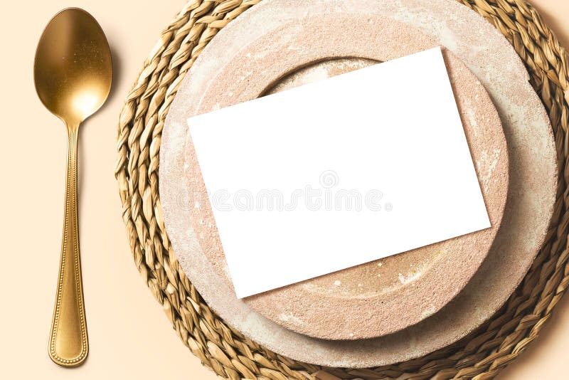 Pink Place Setting, with Empty Menu Stock Image - Image of menu ...