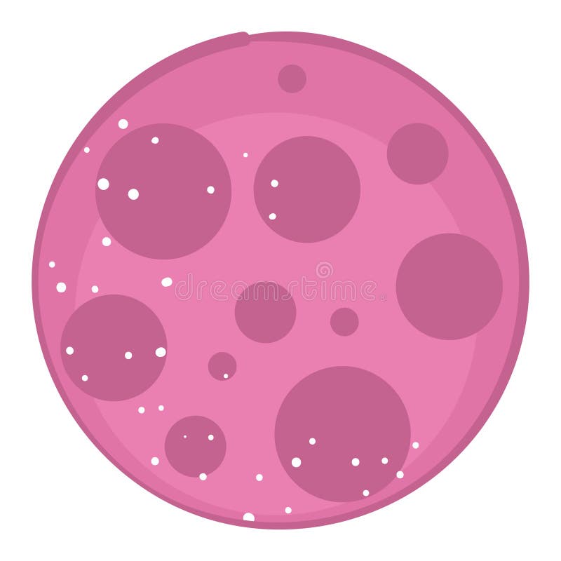 Pink Planet with Circular Craters and White Dots, Vector Illustration ...