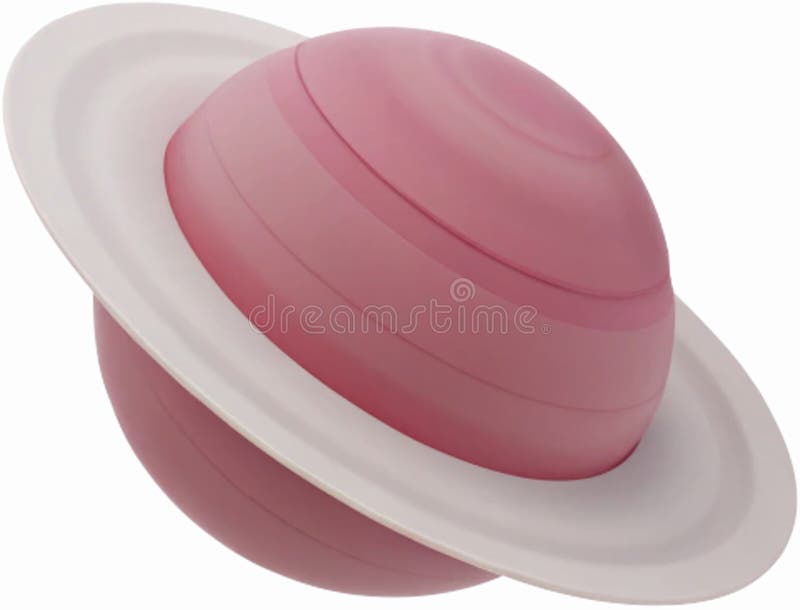Pink Planet with White Rings Representing Saturn Shape Minimal Cosmic ...