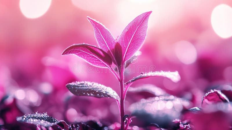 Pink Plant Sprout Growing in Sunlight Stock Photo - Image of shiny ...