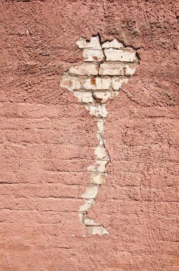 Pink Plaster on the Wall with White Brick Stock Photo - Image of aged ...
