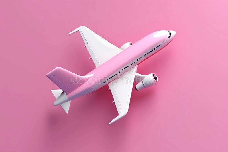 Pink Plastic Airplane Flying in Pink Sky Stock Image - Image of ...