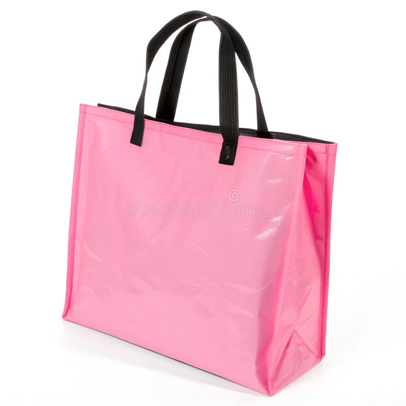 Pink Plastic Bag with a Black Handle Stock Illustration - Illustration ...