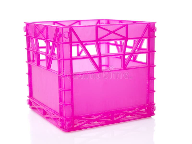 Pink Plastic Shopping Basket Isolated on White. Stock Image - Image of ...