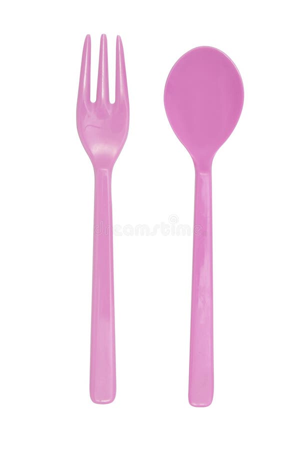 Pink Plastic Fork and Spoon Stock Photo - Image of meal, utensil: 60319466