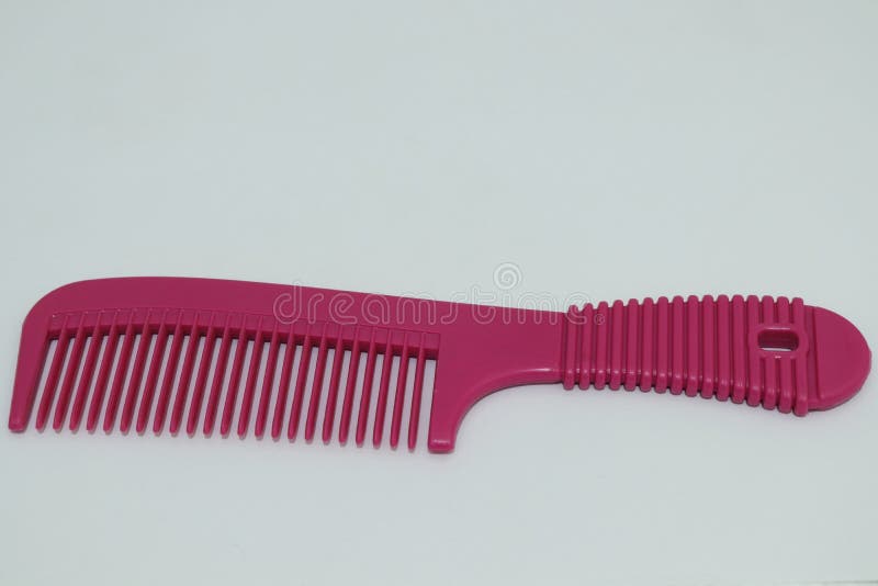 Pink Plastic Hair Comb on White Background Stock Image - Image of ...
