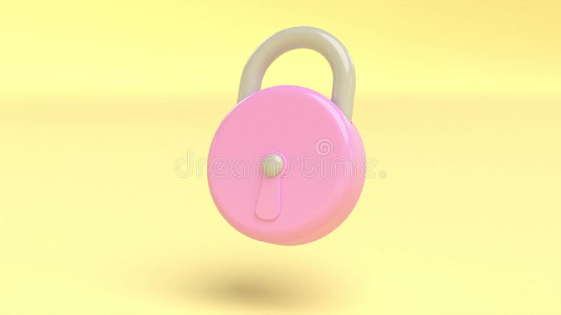 Pink Plastic Lock Rotate Intro 3d Render Stock Illustration ...