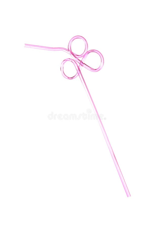Pink Plastic Loop Straw for Drink Isolated on White Stock Photo - Image ...