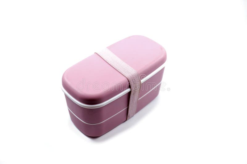 Pink Plastic Lunch Box Isolated on White Background Stock Photo - Image ...