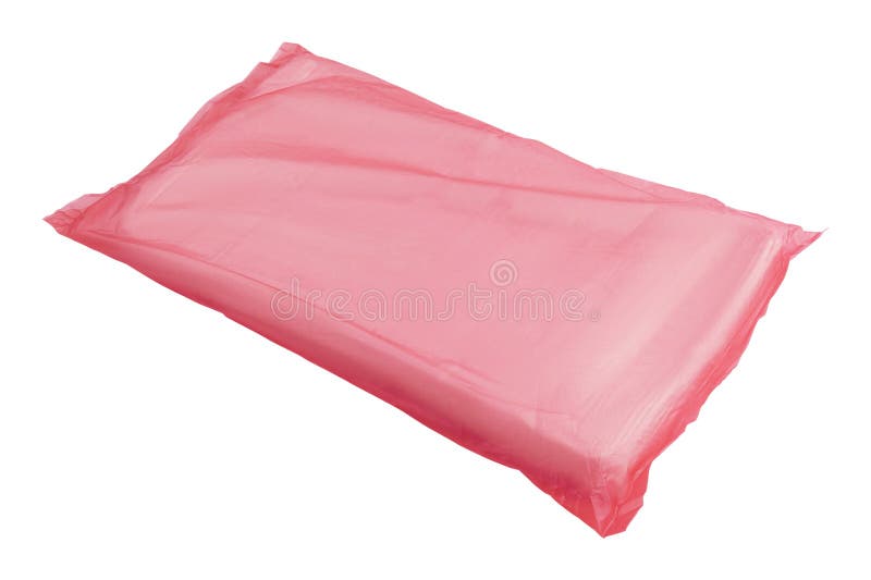 Pink Plastic Packaging Bag on White Background Stock Photo - Image of ...