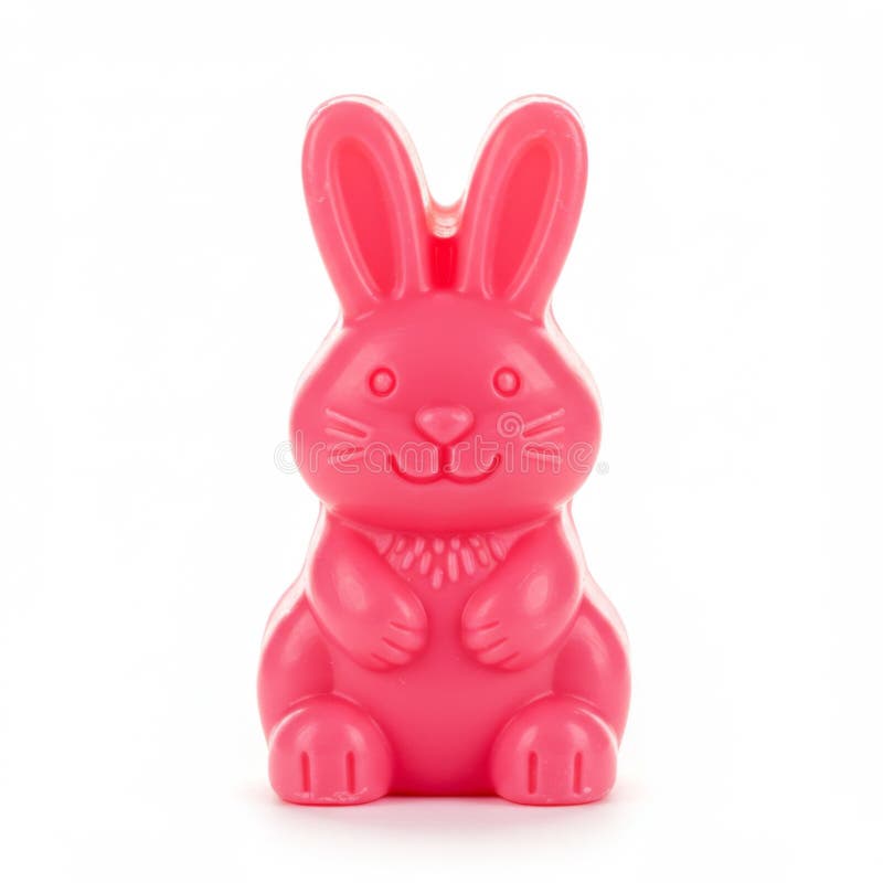 Pink Plastic Rabbit Toy on White Background Stock Illustration ...