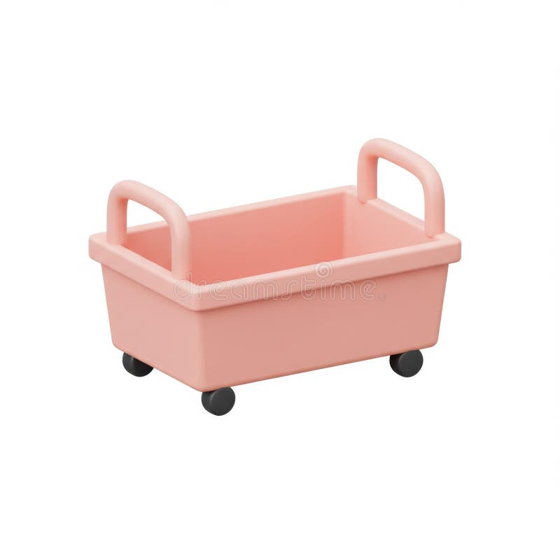 Pink Plastic Storage Container with Wheels and Handles Stock Photo ...