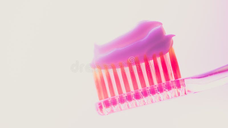 Pink Plastic Toothbrush with Strawberry Toothpaste on White Isolated ...