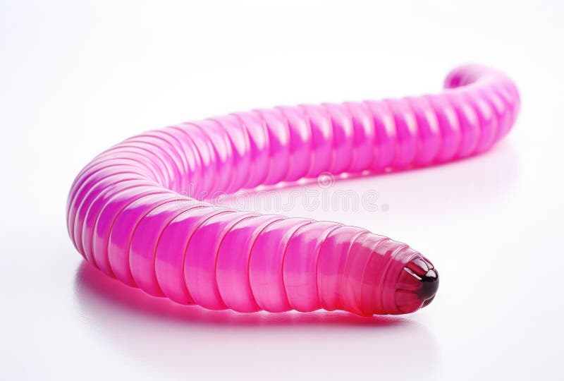 A Pink Plastic Worm on a White Surface Stock Illustration ...