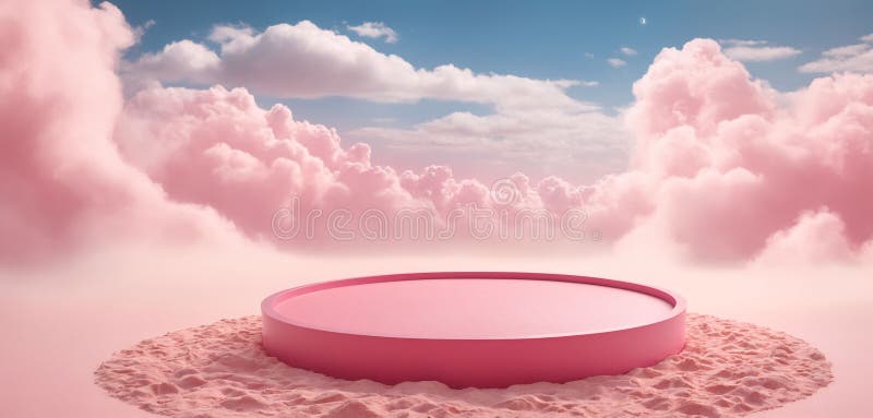 A Pink Platform for Product Presentation on a Cloudy Sky Background ...