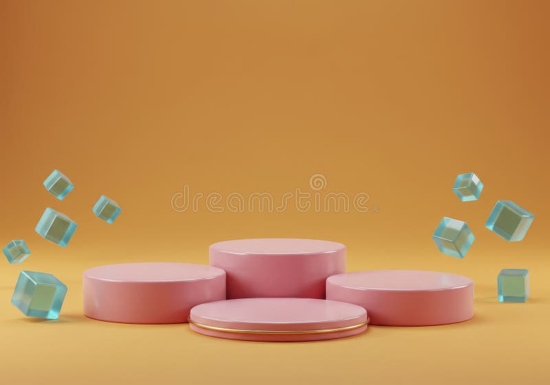 Pink Platforms with Floating Cubes Product Display Background Stock ...