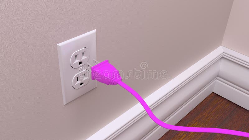 Pink Plug Inserted Wall Outlet Stock Illustrations – 2 Pink Plug ...