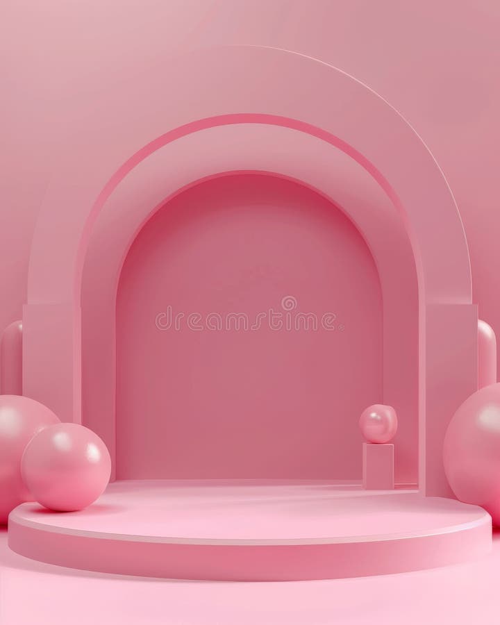 Pink Podium with Geometric Shapes Stock Image - Image of minimalism ...