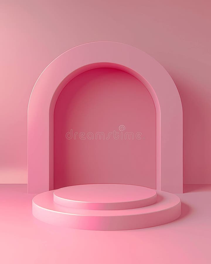 Pink Podium with Geometric Shapes Stock Photo - Image of chic ...