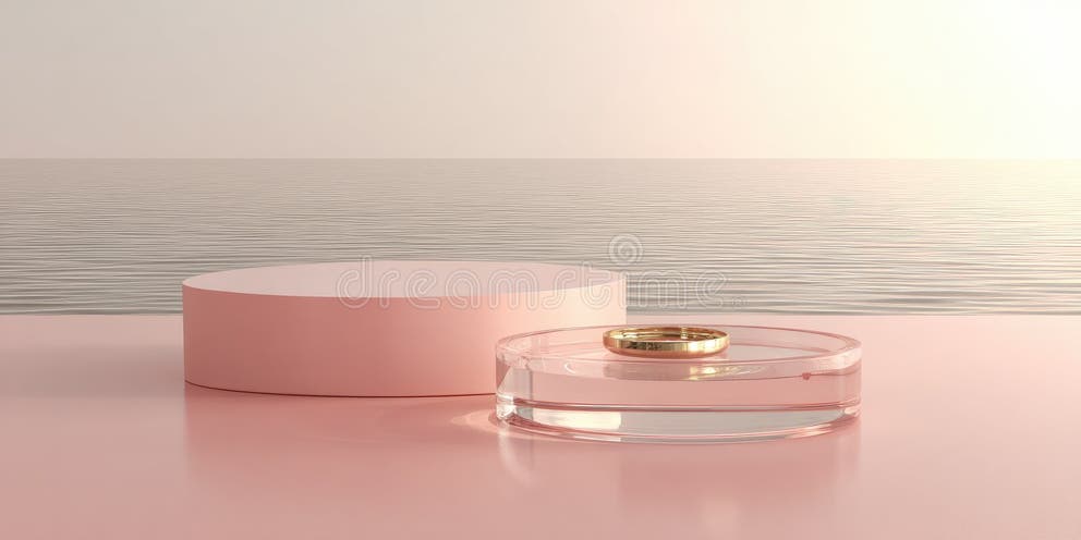 Pink Product Display with Gold Ring Stock Illustration - Illustration ...