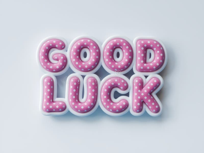 Pink Polka Dot Good Luck Text in Pink Letters with Polka Dots on Light ...