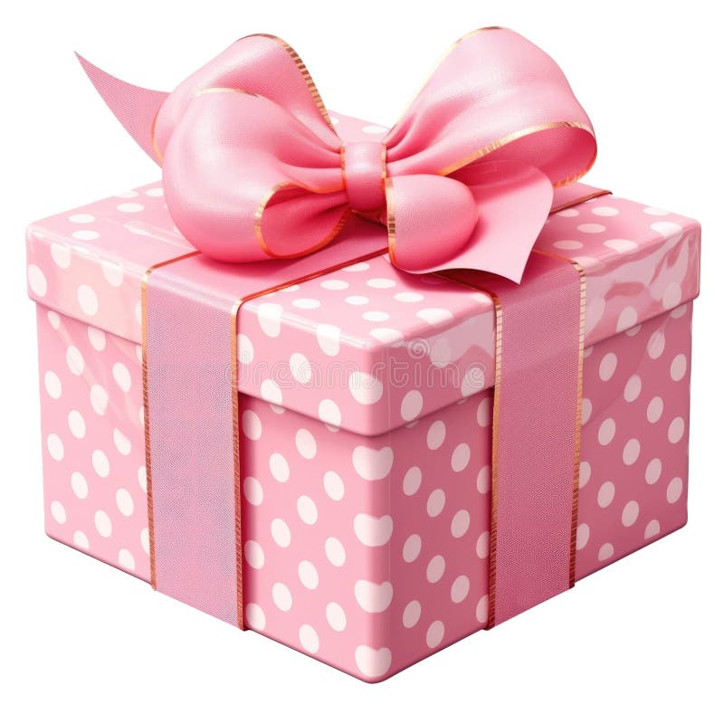 Pink Polka-dotted Gift with Satin Ribbon Stock Illustration ...