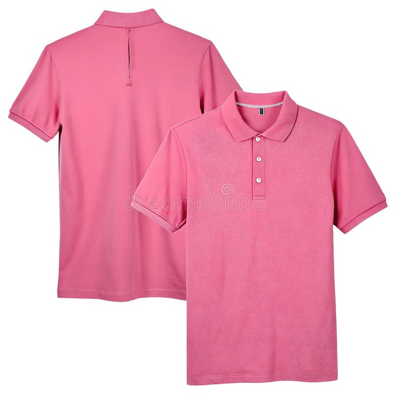 Pink Polo Shirt Front and Back Mockup Stock Illustration - Illustration ...