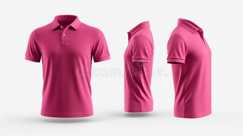 Pink Polo Shirt in Three Angles Generative AI Stock Illustration ...