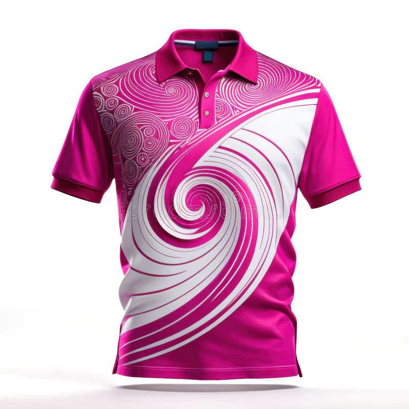 Pink Polo Shirt with White Swirl Design. Stock Illustration ...
