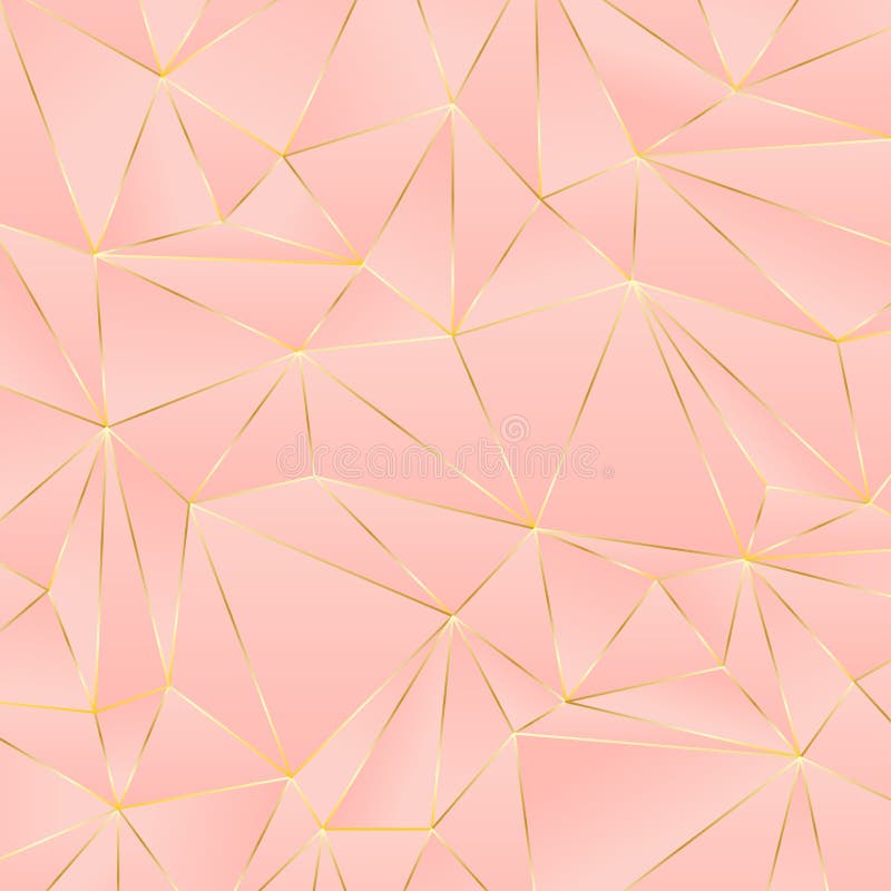 Pink Polygon Gradient and Gold Line Background. Stock Vector ...