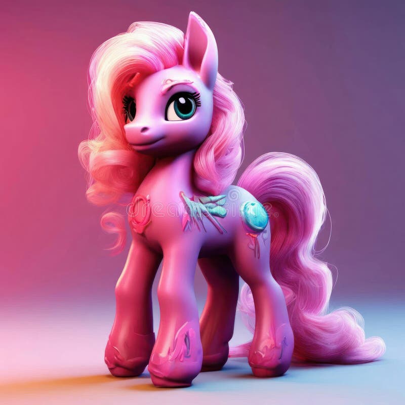 A Pink Pony with a Lush and Long Mane. Artificial Intelligence Stock ...