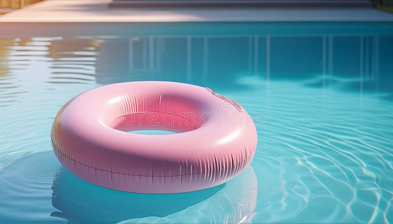 Pink Pool Floats. Pink Pool Float, Pool Ring in Cool Blue Refreshing ...