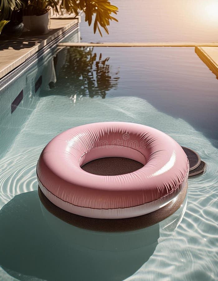 Pink Pool Floats. Pink Pool Float, Pool Ring in Cool Blue Refreshing ...
