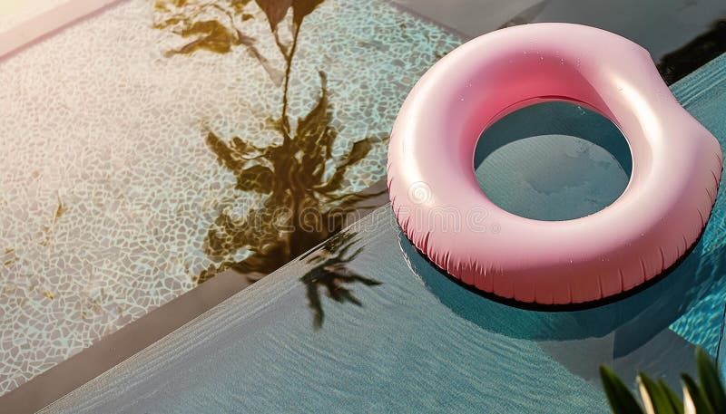 Pink Pool Floats. Pink Pool Float, Pool Ring in Cool Blue Refreshing ...