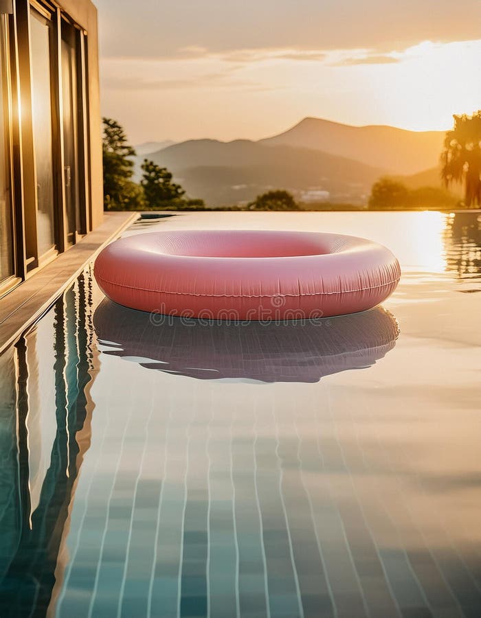 Pink Pool Floats. Pink Pool Float, Pool Ring in Cool Blue Refreshing ...