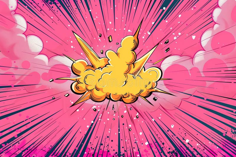 Pink Pop Art Splash Explosion. Generative AI. Stock Illustration ...