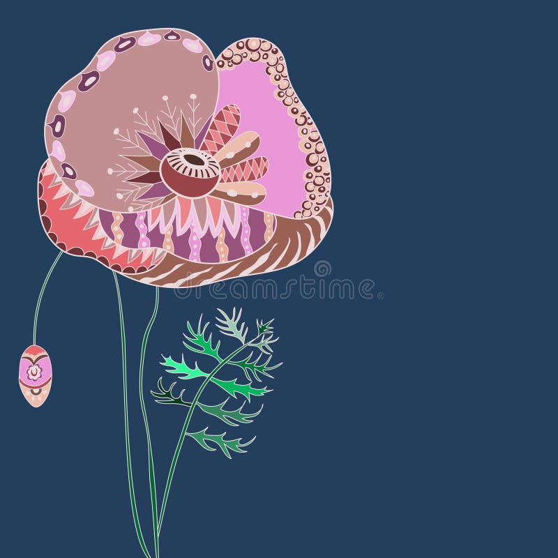 Pink Poppy. stock vector. Illustration of decoration - 40041017