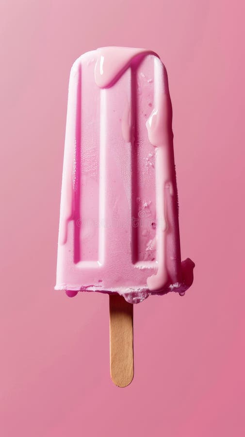 Pink Popsicle Melting Against a Pink Background Stock Photo - Image of ...
