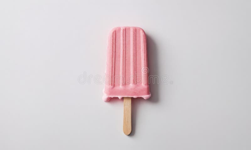 Pink Popsicle Melting on a White Background Stock Illustration ...