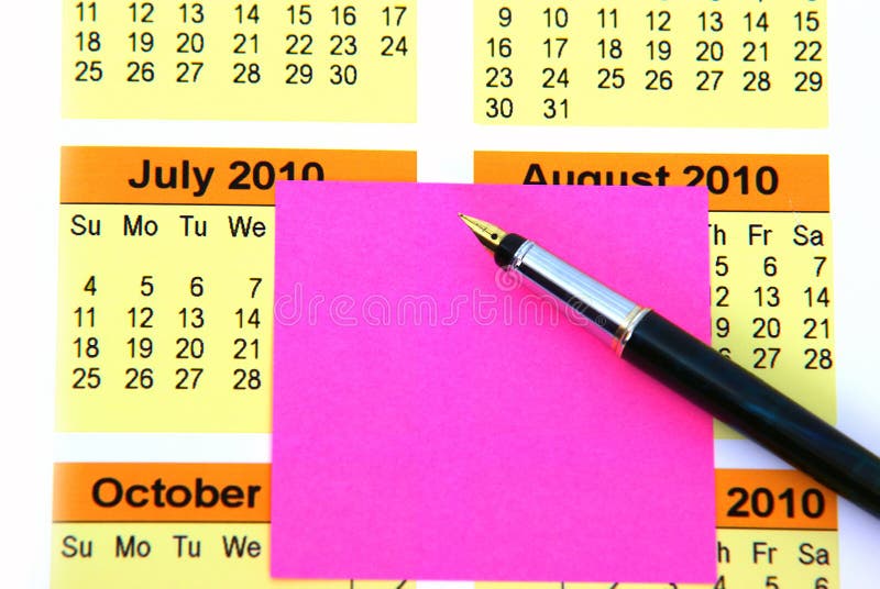 Post it on calendar stock image. Image of deadlines, macro - 10078605