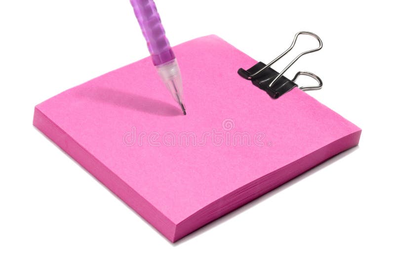 Pink Post Note Pad with Clip and Pink Pen Stock Image - Image of ...