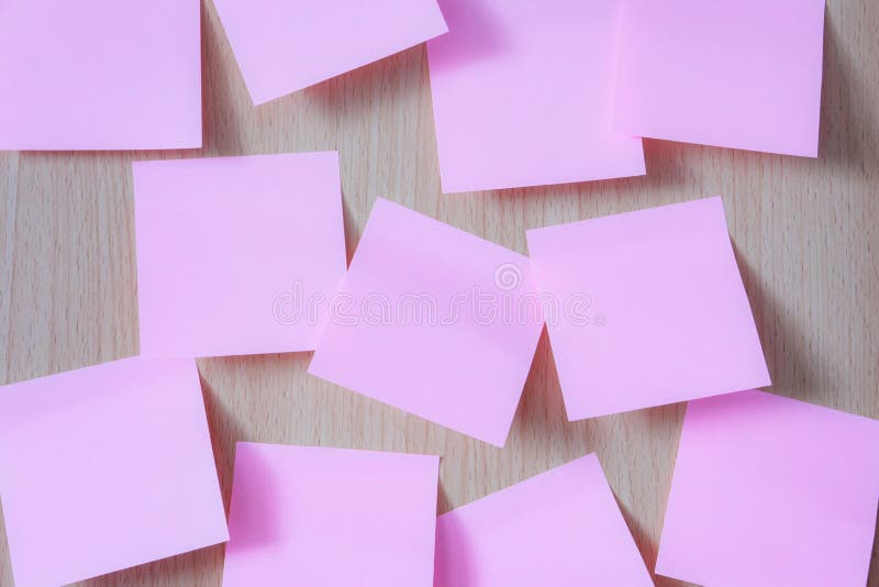 Pink Post it Paper on Wooden Board Stock Photo - Image of schedule ...